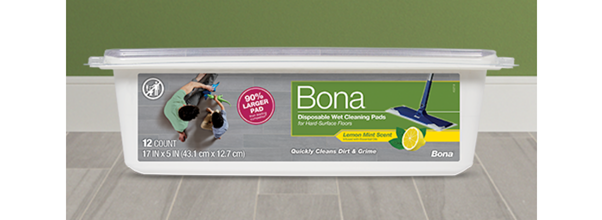 Bona Disposable Wet Cleaning Pads for Hard-Surface Floors Lemon Mint ...